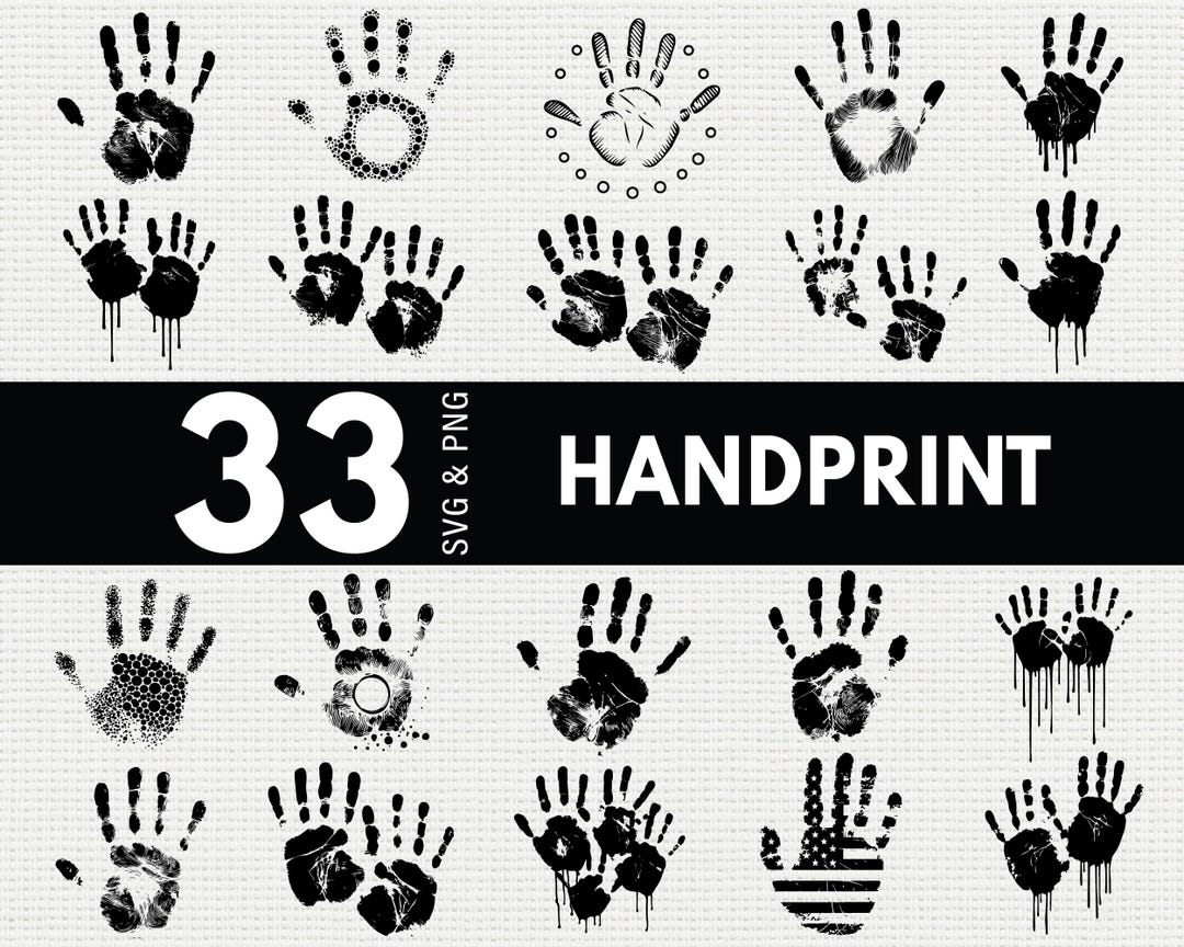Handprint SVG PNG Bundle, Family Silhouette Clipart, Baby Hand Cricut ...