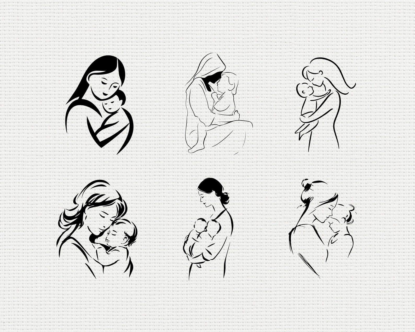 Mother and Child PNG Clipart Bundle, Mom and Baby Transparent Images ...