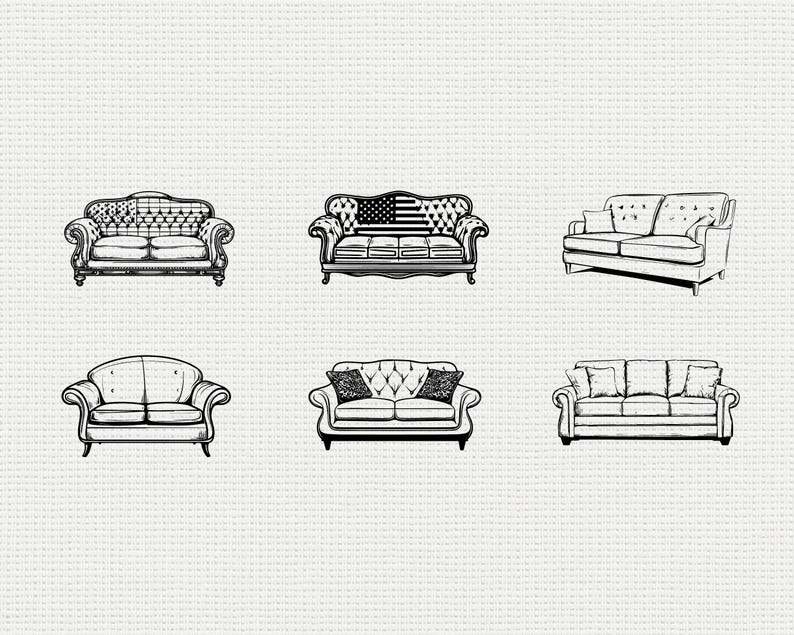Sofa SVG PNG Bundle, Couch Silhouette Clipart, Furniture Home Decor ...