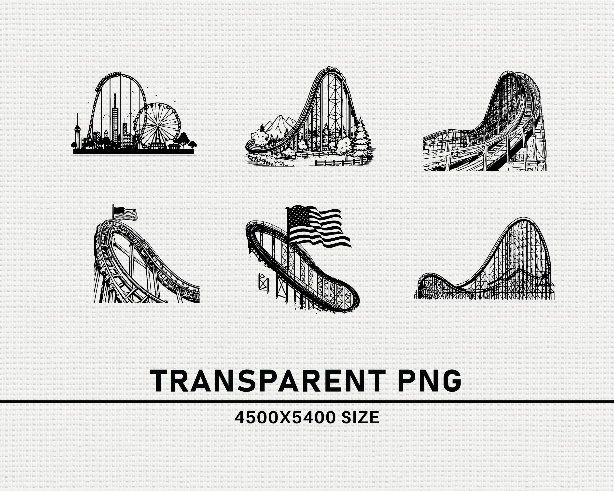 Roller Coaster SVG PNG Bundle, Amusement Park Silhouette Clipart ...