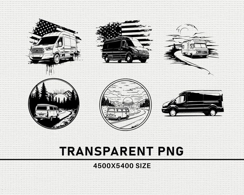 Van SVG PNG Bundle, Camper Van Silhouette Clipart, Road Trip Travel ...
