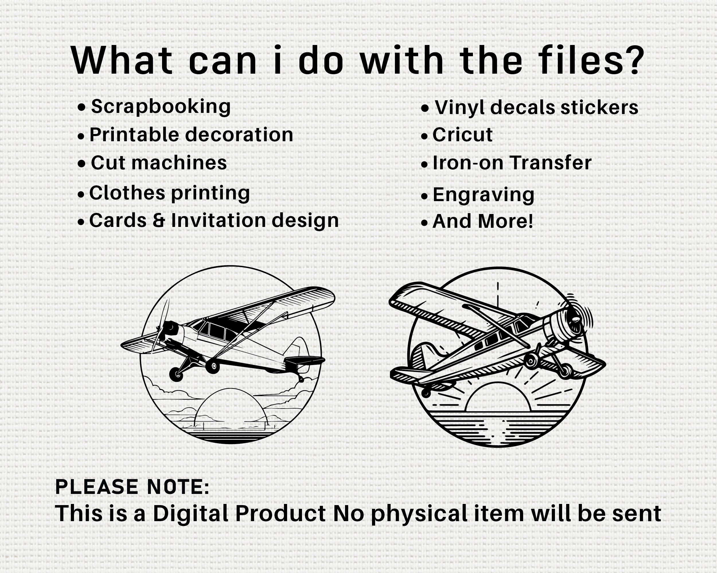 Light Airplane SVG PNG Bundle: Cricut Ready Clipart (digital Download ...