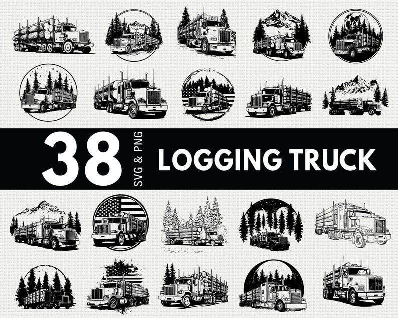 Logging Truck SVG PNG Bundle, Lumberjack Silhouette Clipart, Forest ...