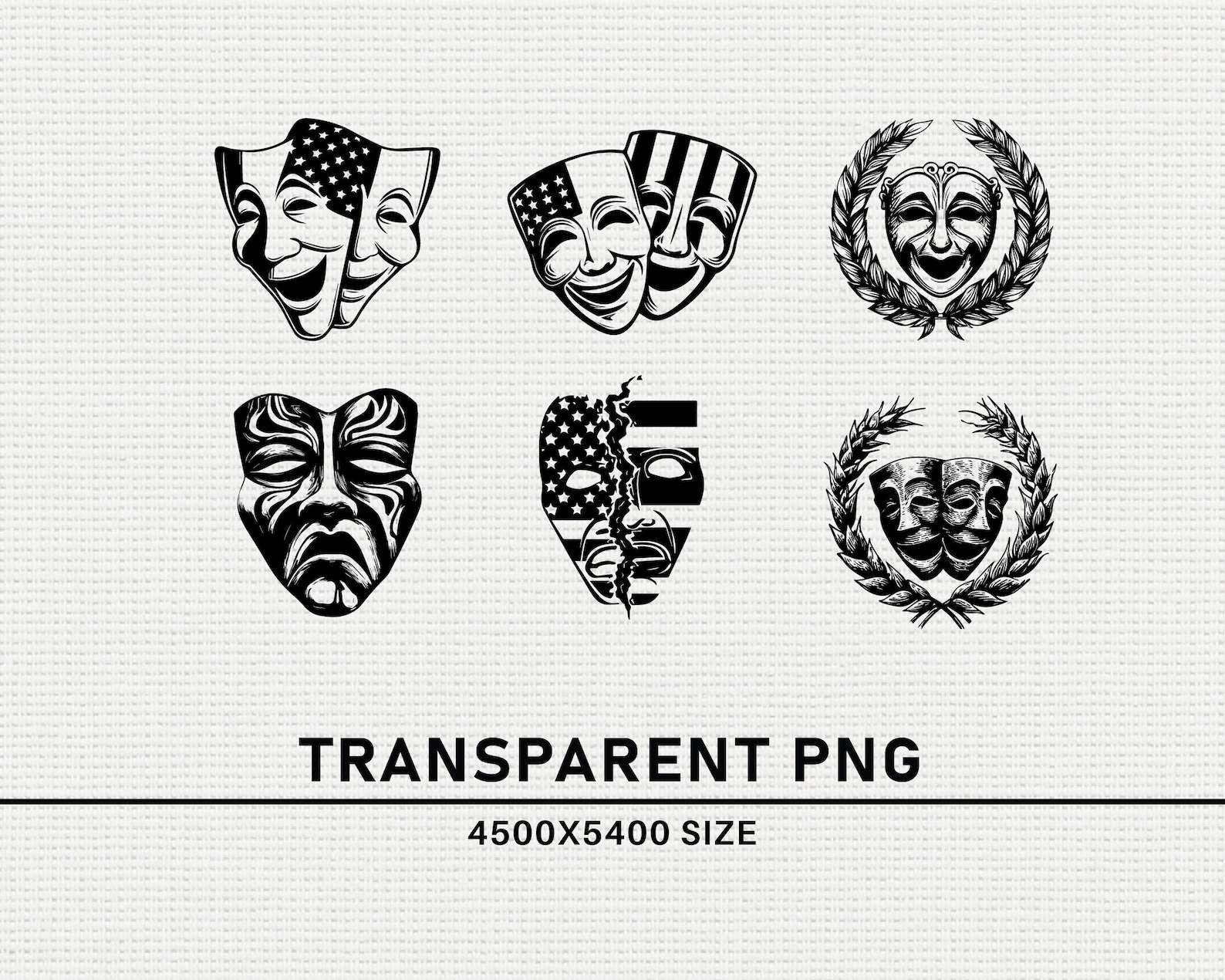 Comedy Tragedy Mask SVG PNG Bundle, Theater Drama Silhouette Clipart ...