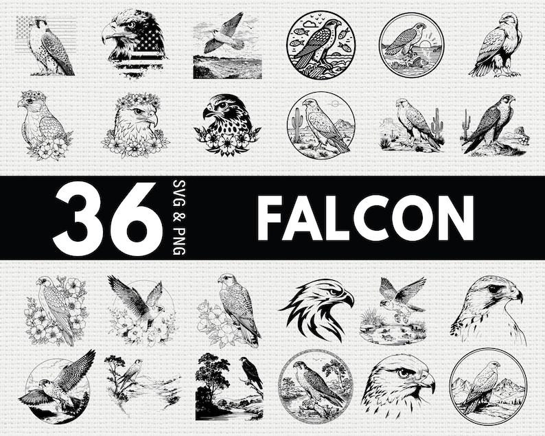 Falcon Silhouette SVG Bundle | Flying Bird of Prey SVG PNG for Cricut ...