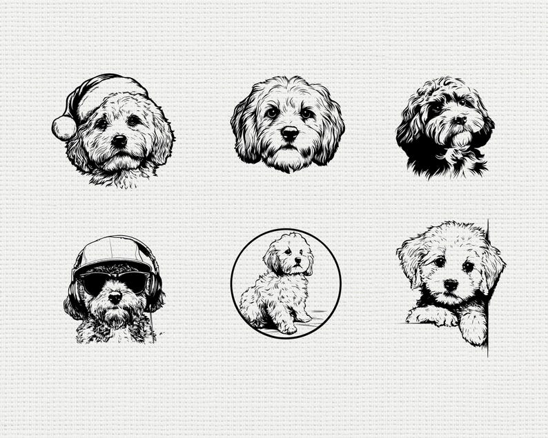 Cavapoo SVG PNG Bundle, Doodle Dog Silhouette Clipart, Puppy Pet Lover ...