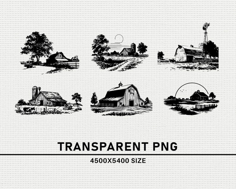 Farm Ranch SVG PNG Bundle, Country Silhouette Clipart (digital Download ...