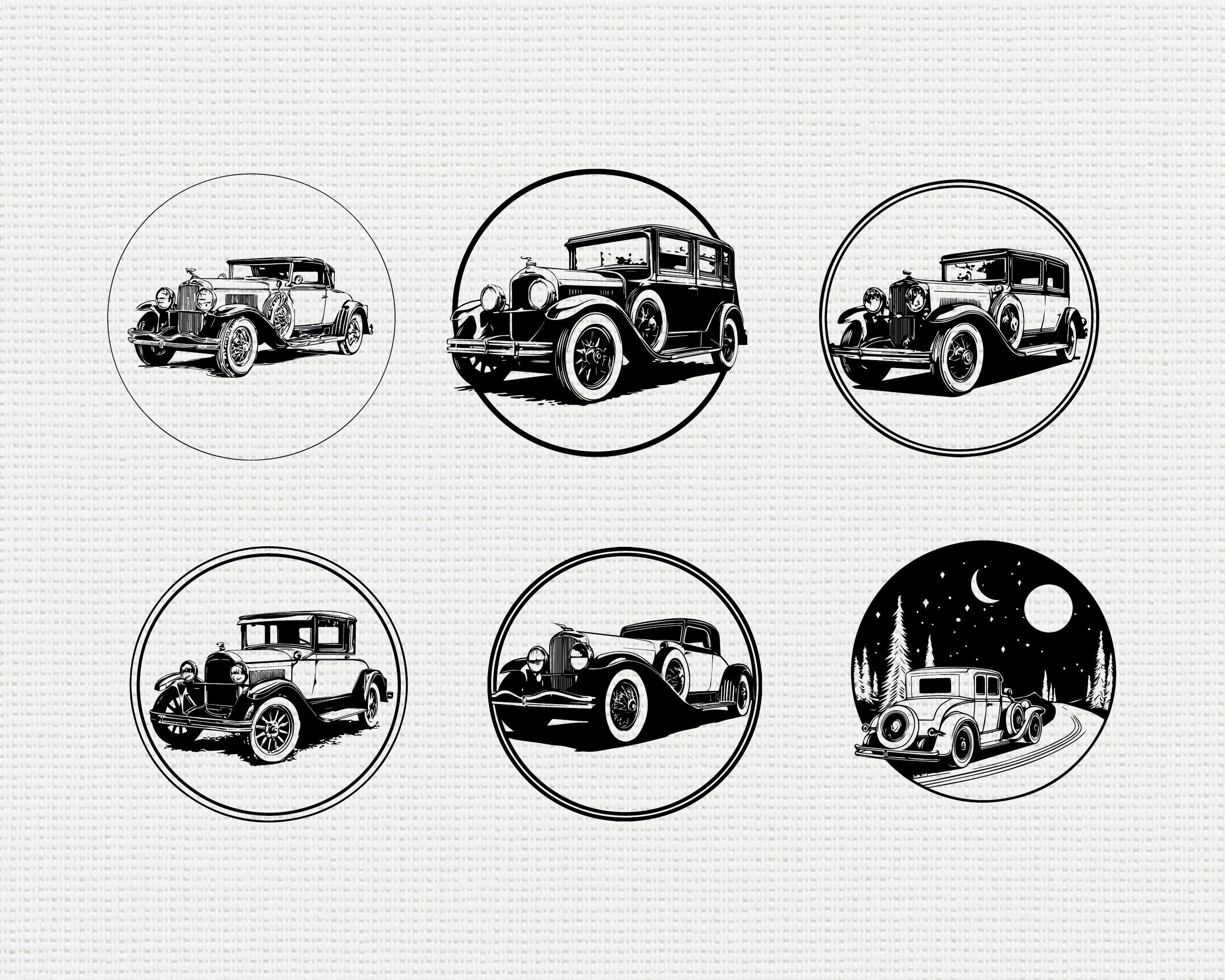 Vintage Car SVG PNG Bundle, Classic Vehicle Silhouette Clipart, Retro ...