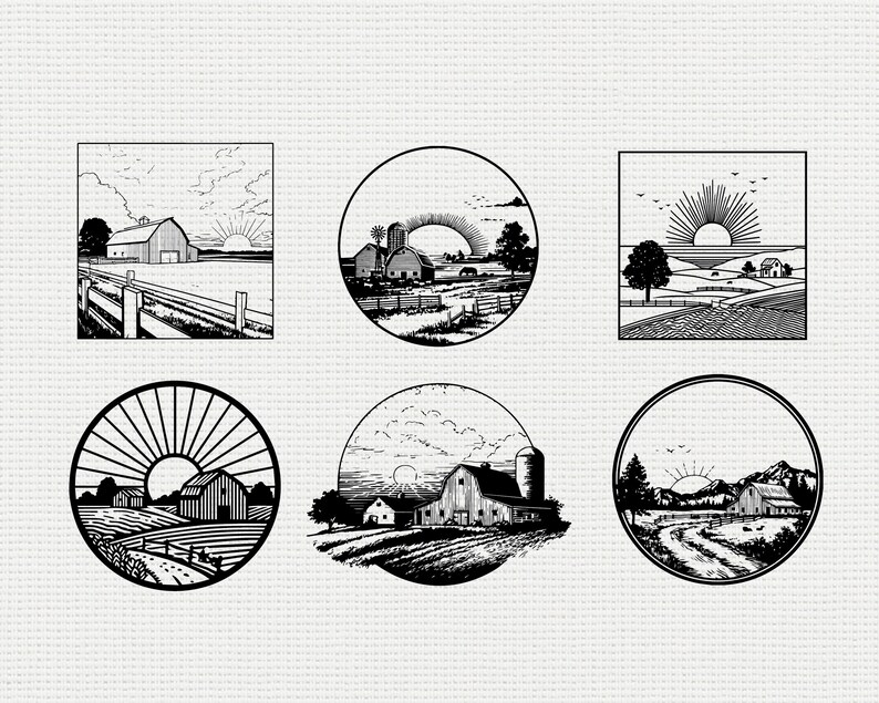 Farm Ranch SVG PNG Bundle, Country Silhouette Clipart (digital Download ...
