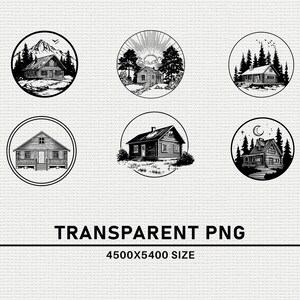 Wooden House SVG PNG Bundle, Rustic Cabin Silhouette Clipart, Home ...