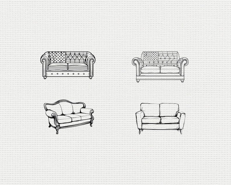 Sofa SVG PNG Bundle, Couch Silhouette Clipart, Furniture Home Decor ...