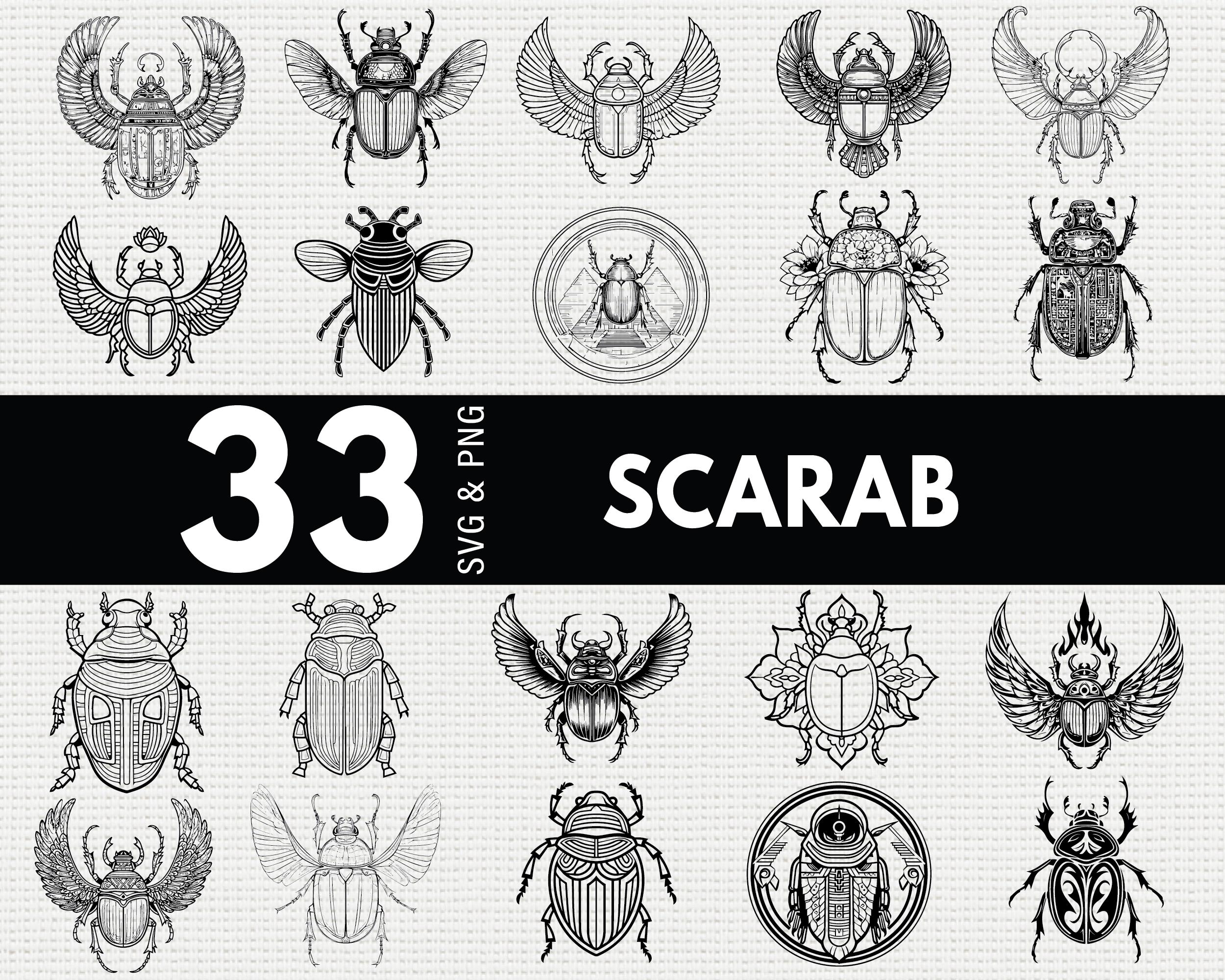 Scarab SVG PNG Bundle, Egyptian Beetle Silhouette Clipart, Mystic ...