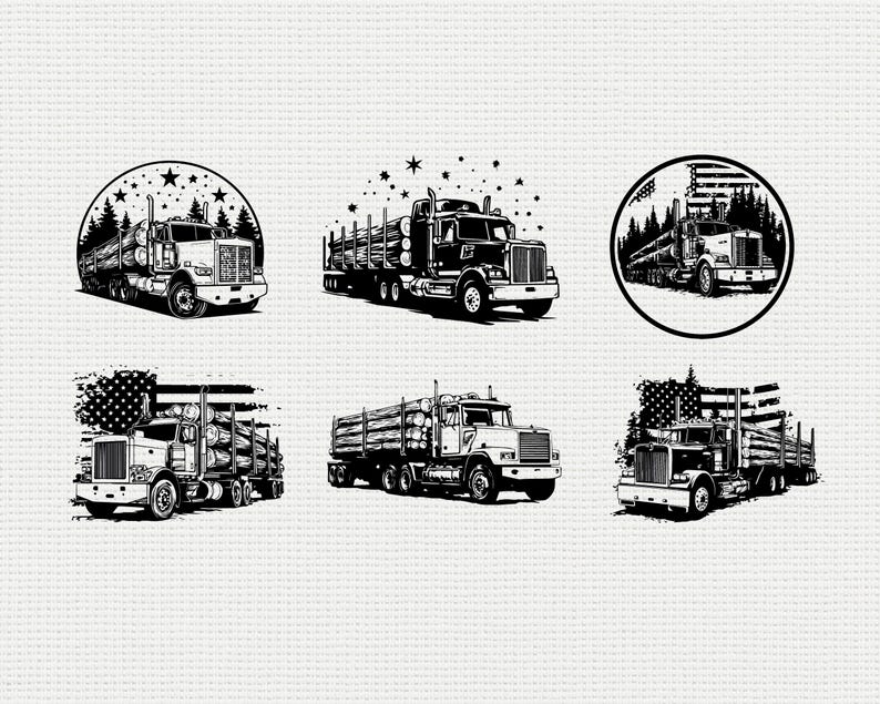 Logging Truck SVG PNG Bundle, Lumberjack Silhouette Clipart, Forest ...