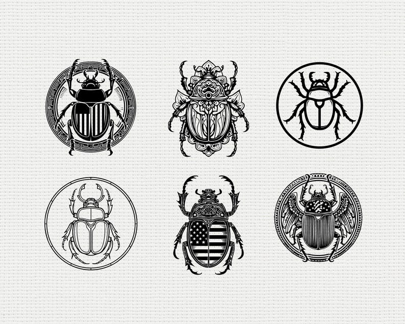 Scarab SVG PNG Bundle, Egyptian Beetle Silhouette Clipart, Mystic ...