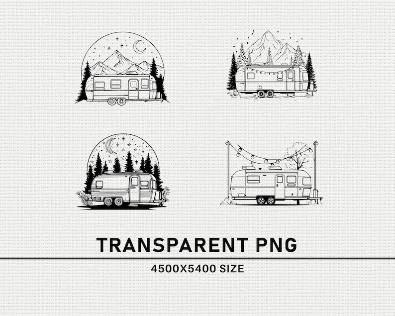 Airstream SVG Bundle, Vintage Camper Silhouette PNG, Travel Trailer ...