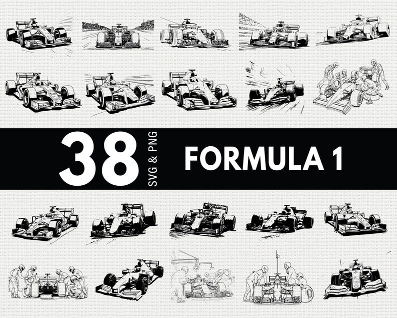 Formula 1 SVG PNG Bundle, Race Car Silhouette Clipart, Motorsport ...