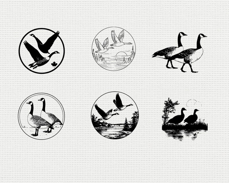 Canadian Geese SVG PNG Bundle, Wildlife Silhouette Clipart, Flying ...