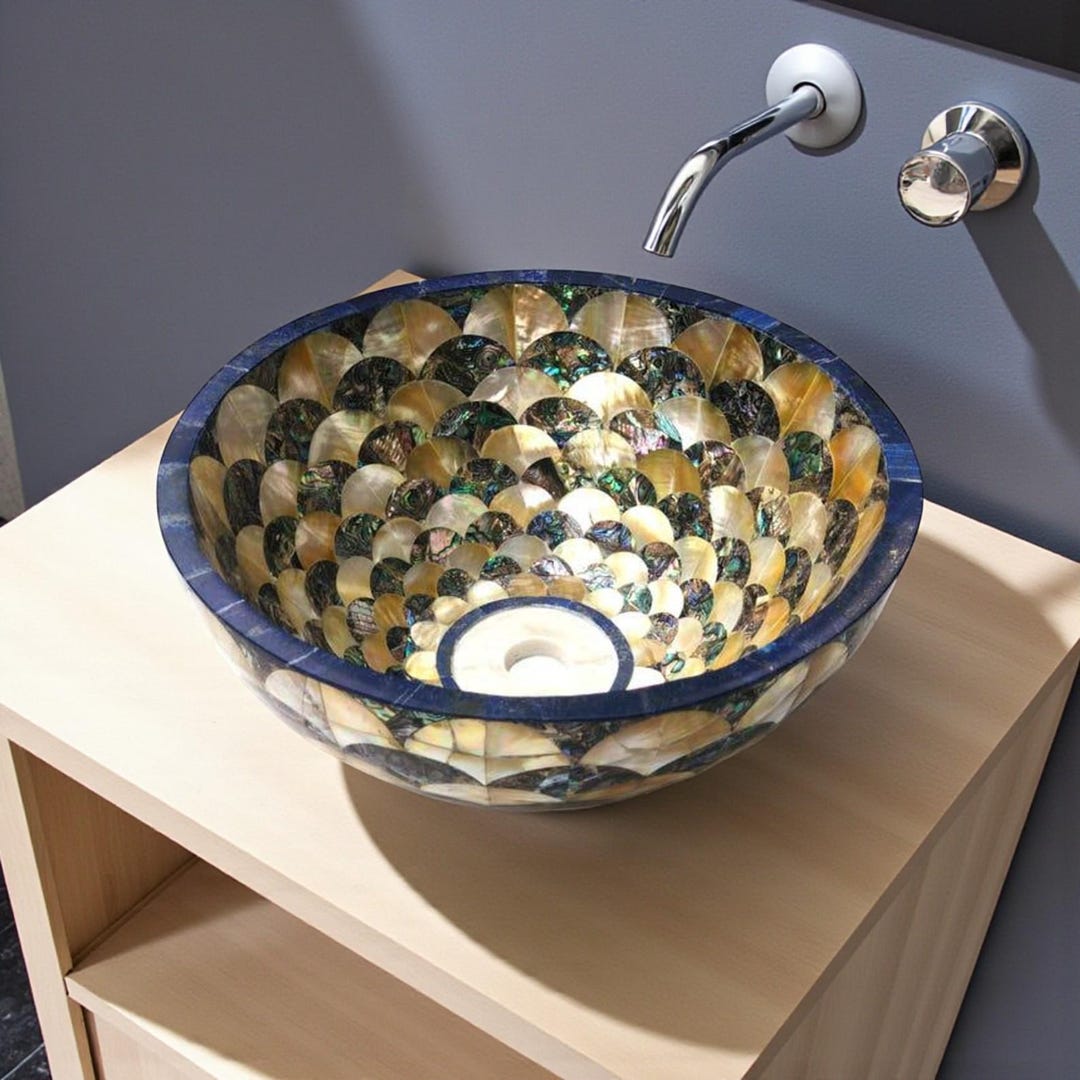 Handmade Abalone Shell Sink – Luxury Marble Bathroom Basin - Etsy