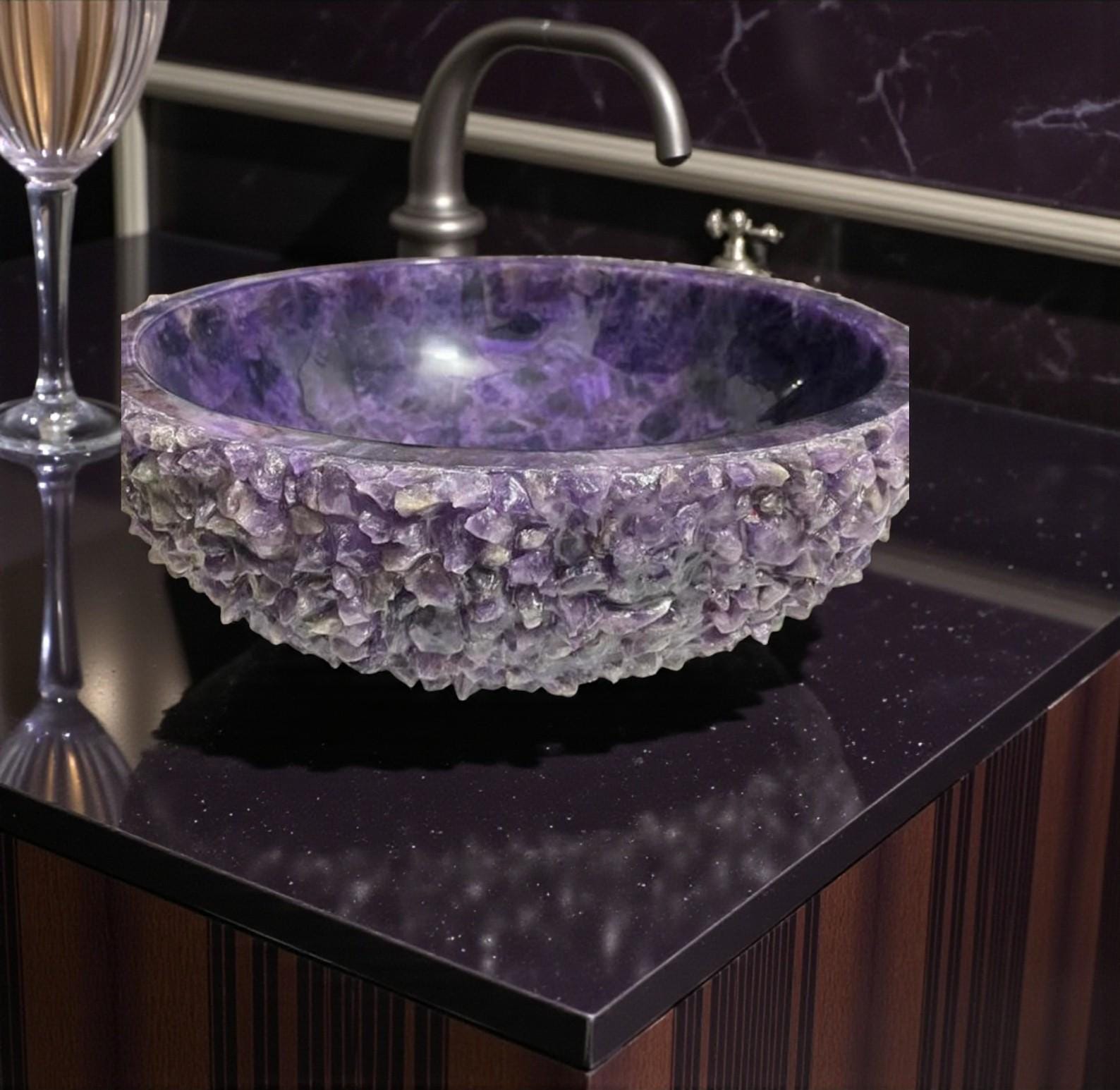 Handmade Amethyst Crystal Vessel Sink - Luxury Gemstone Wash Basin - Etsy