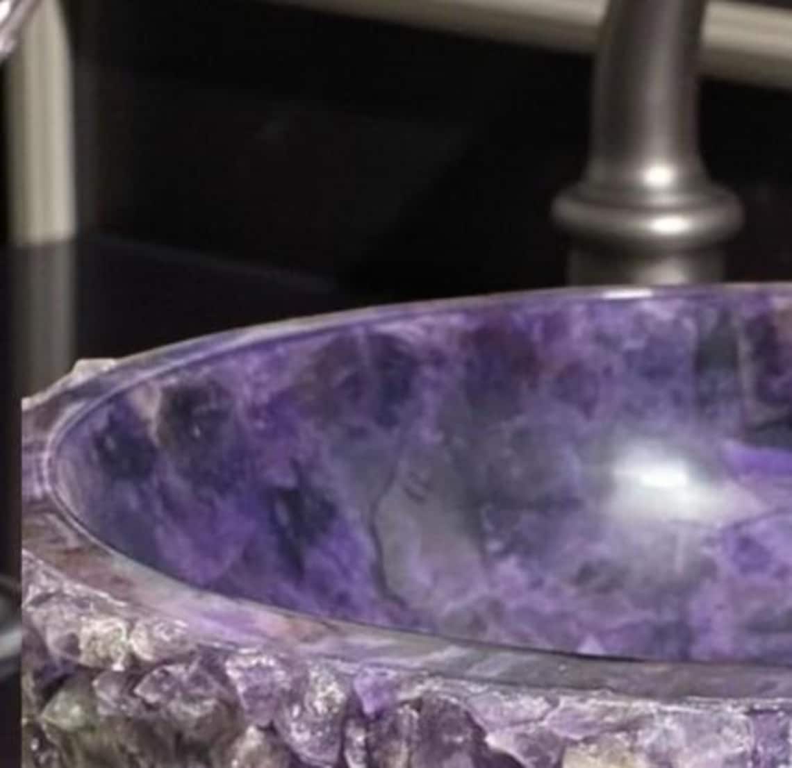 Handmade Amethyst Crystal Vessel Sink - Luxury Gemstone Wash Basin - Etsy