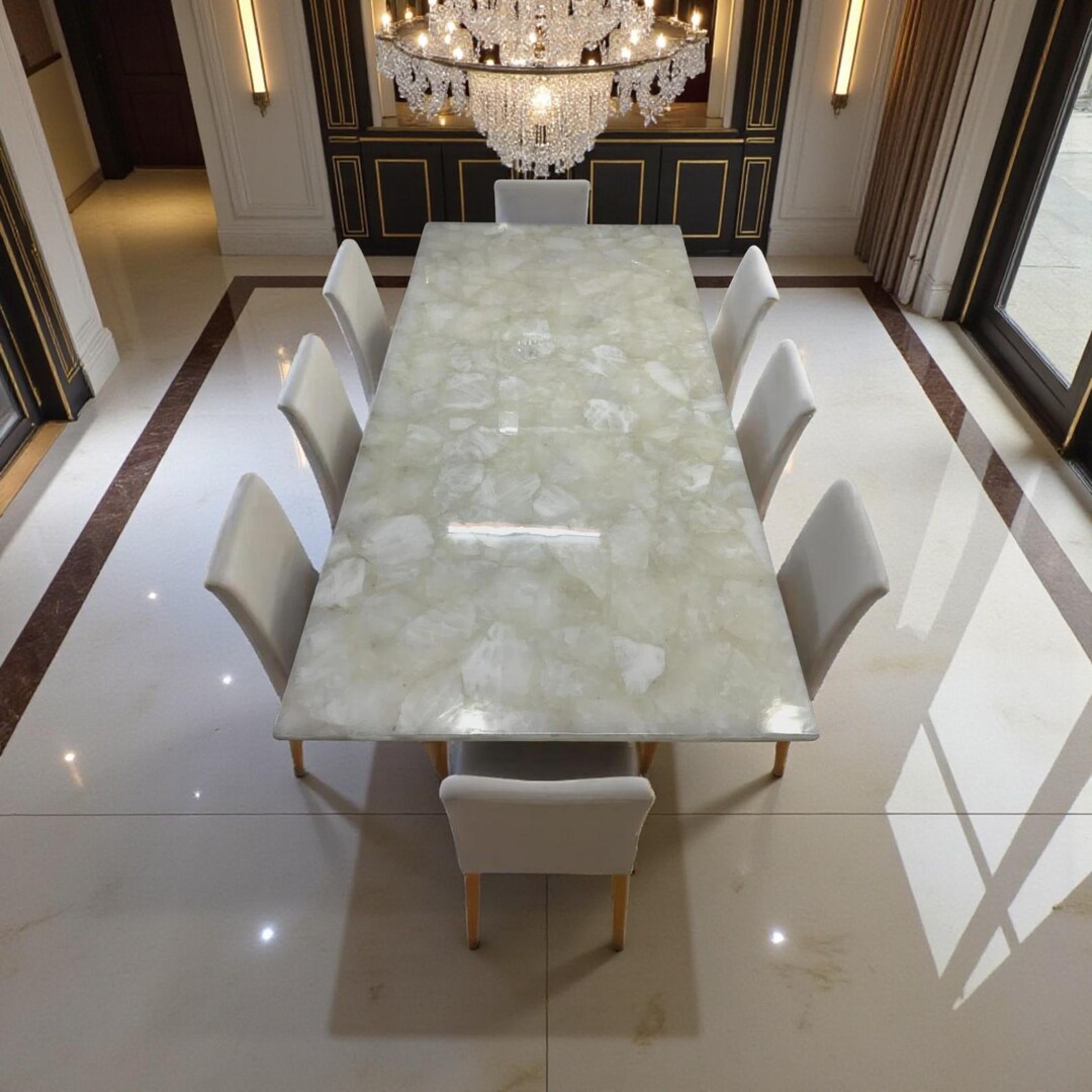 Handmade Luxury White Agate Dining Table: Modern Home Interior - Etsy