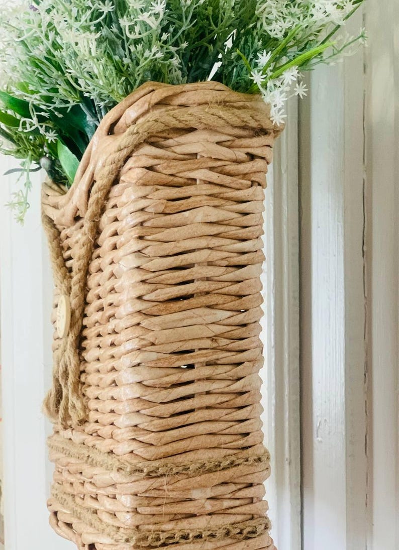 Hanging Wicker Wall Basket – Rustic Wall Pocket Organizer – Decorative ...