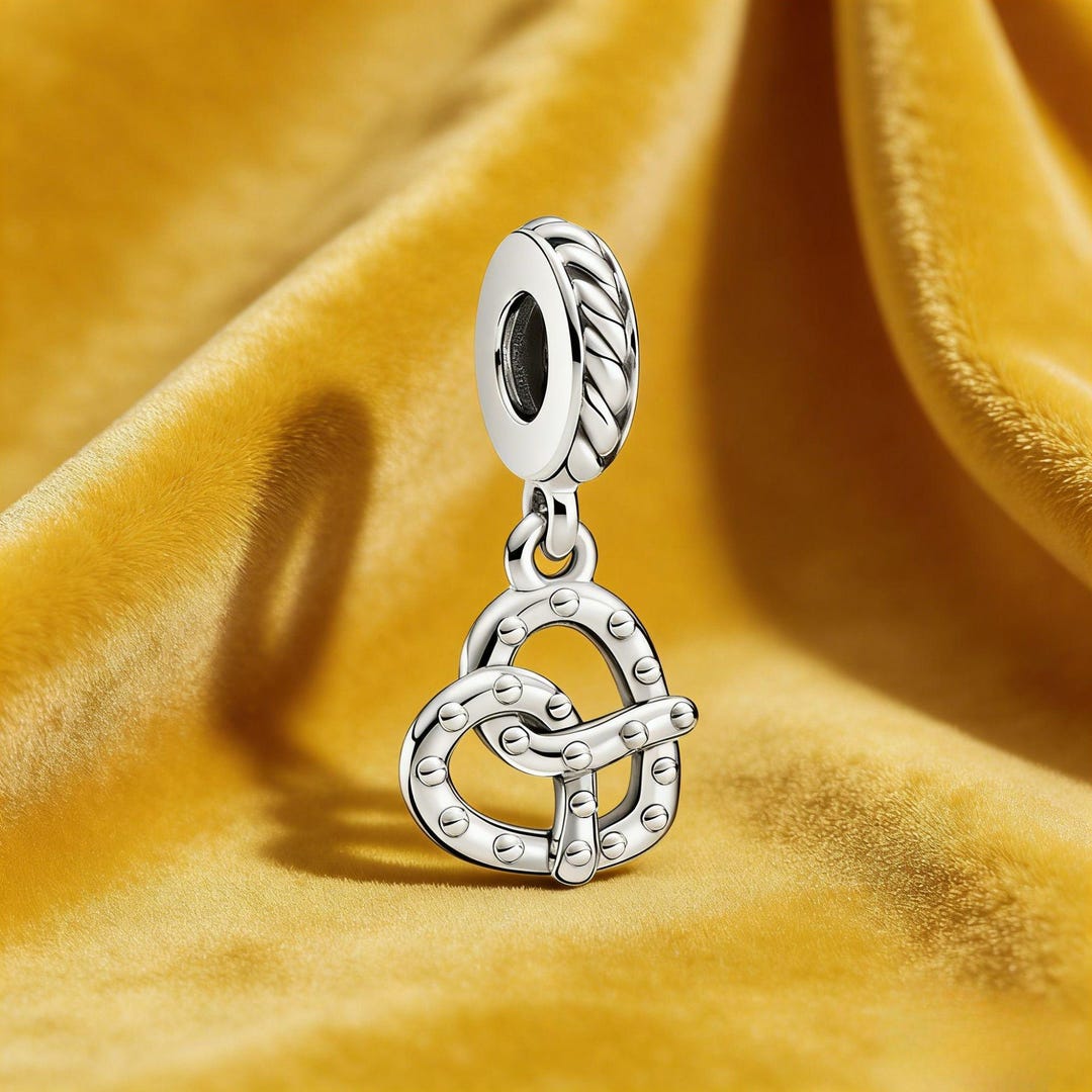 Pretzel Dangle Charm | Handmade Silver Charm | 925 Sterling Silver ...