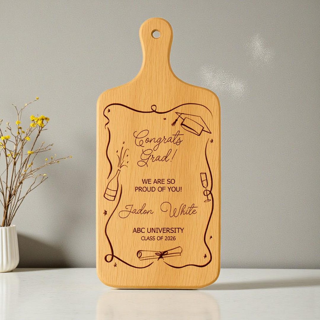 Congrats Grad Engraved Wooden Cutting Board, Graduation Gift for ...