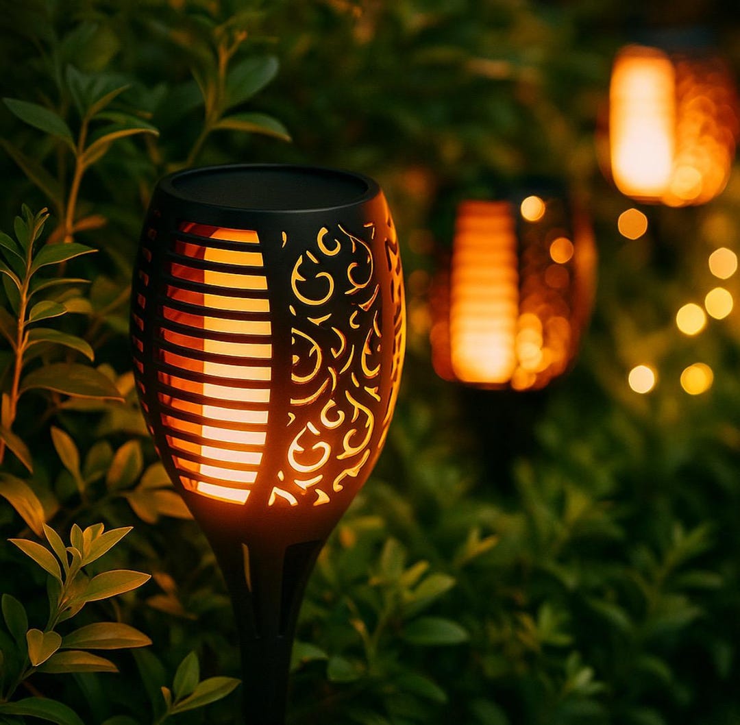 Outdoor Solar LED Torch Light – Realistic Flame Effect, Waterproof ...