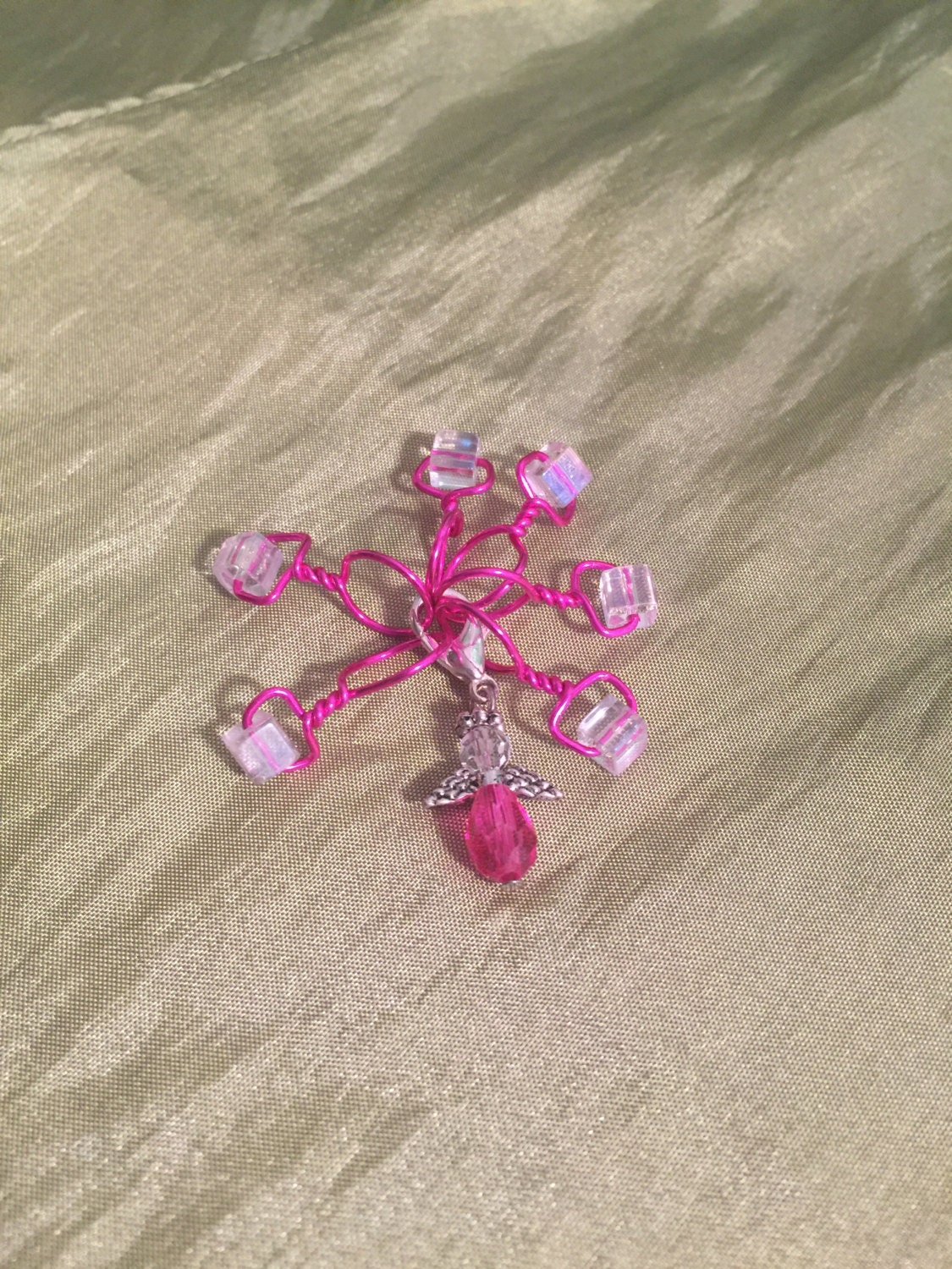 Wire Wrapped, Beaded, Snag-less Stitch Markers, PINK - Etsy