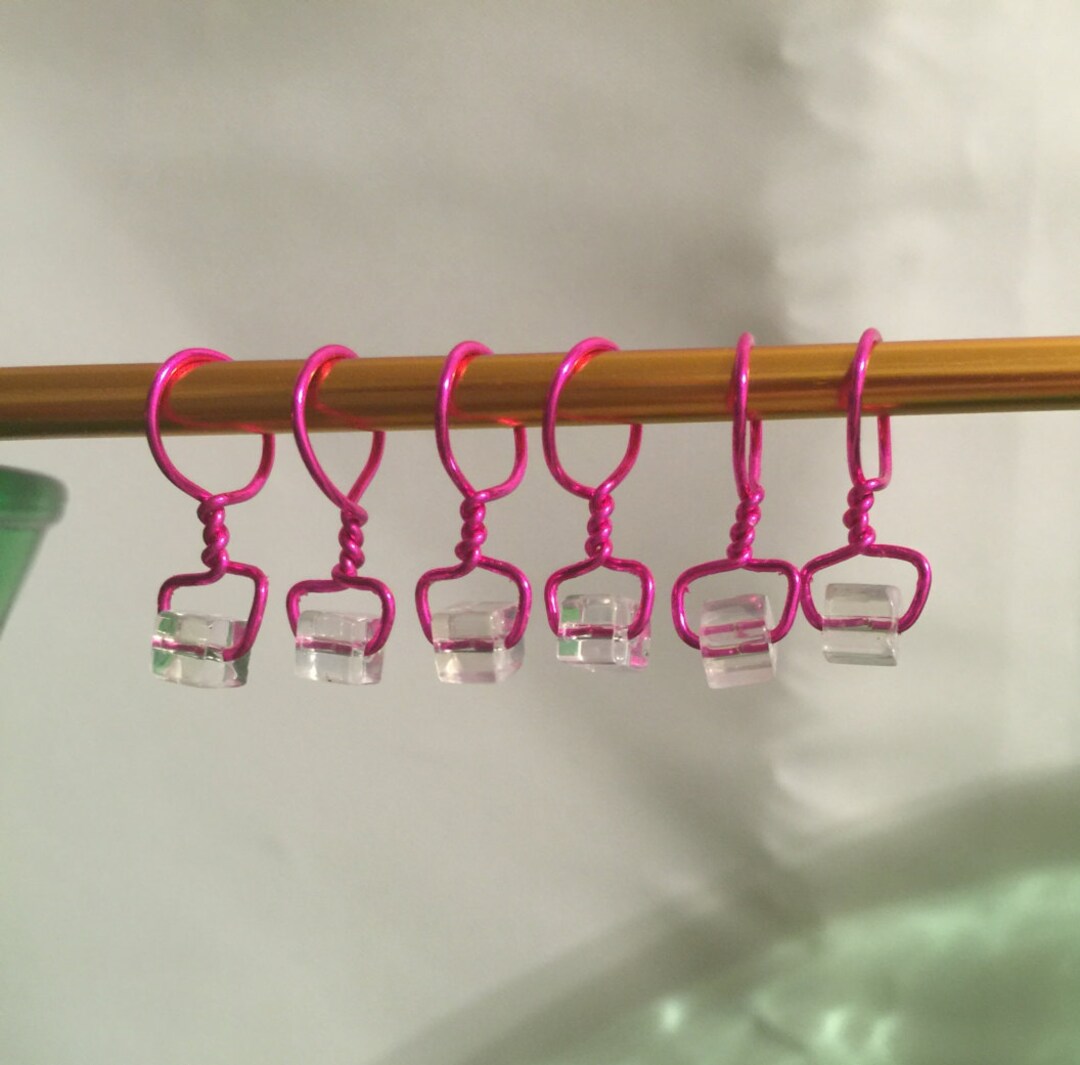 Wire Wrapped, Beaded, Snag-less Stitch Markers, PINK - Etsy