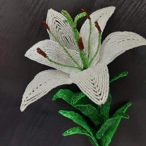 Beaded Lily Flower: French Beaded Artificial Floral Decor - Etsy