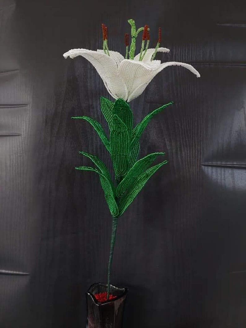 Beaded Lily Flower: French Beaded Artificial Floral Decor - Etsy