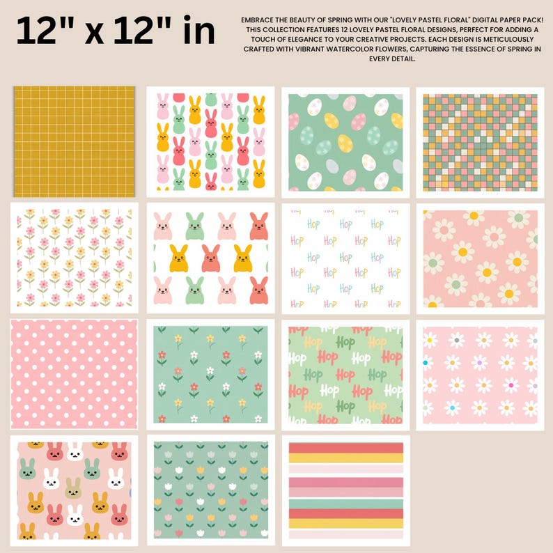 Bunny Easter Spring Digital Papers, Seamless Repeat Pattern, Some Bunny ...