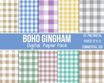 Boho Muted Gingham Seamless Pattern, Muted Boho Backgrounds, Printable ...
