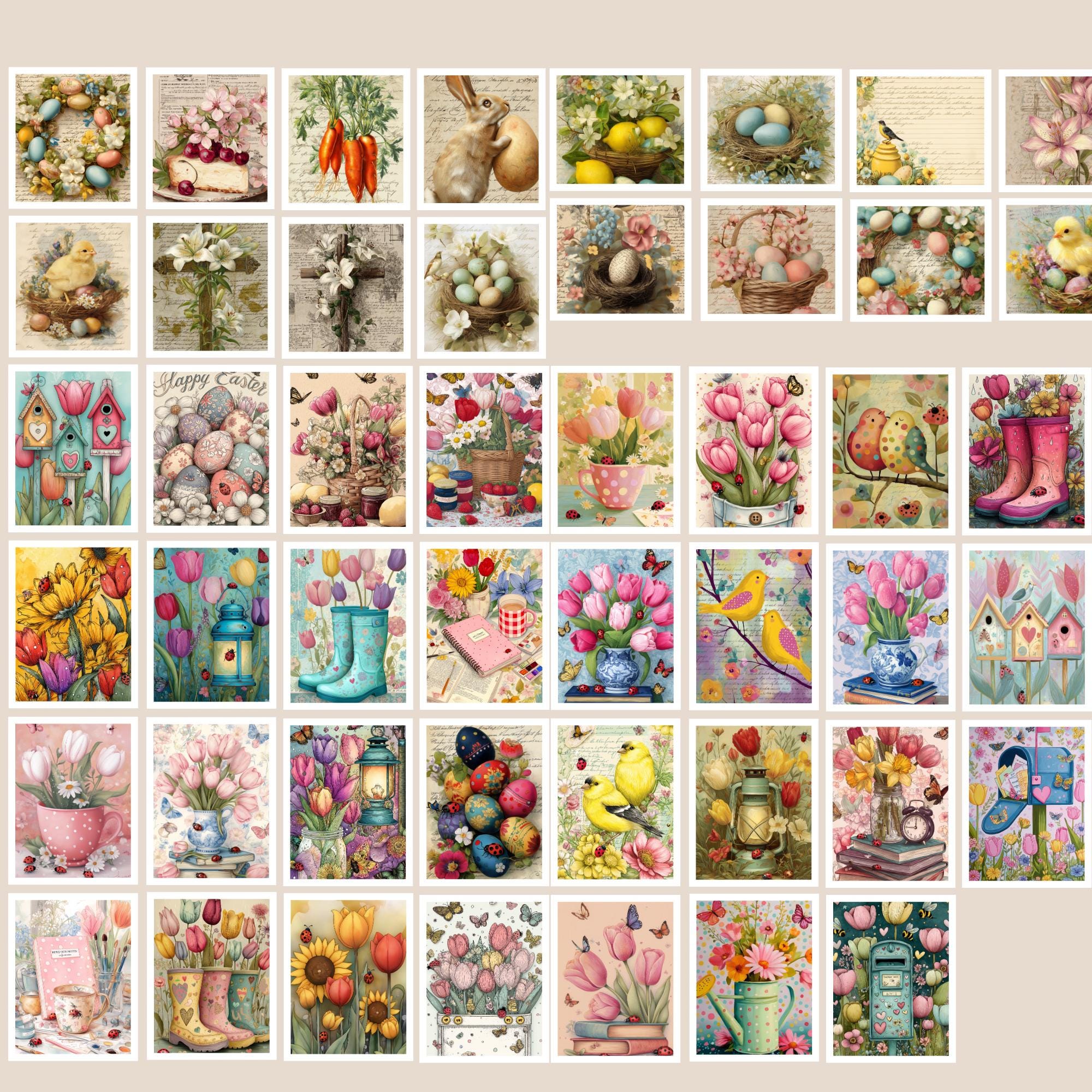 Easter Bunnies Digital Paper Mega Bundle, Seamless Pastel Bunny ...