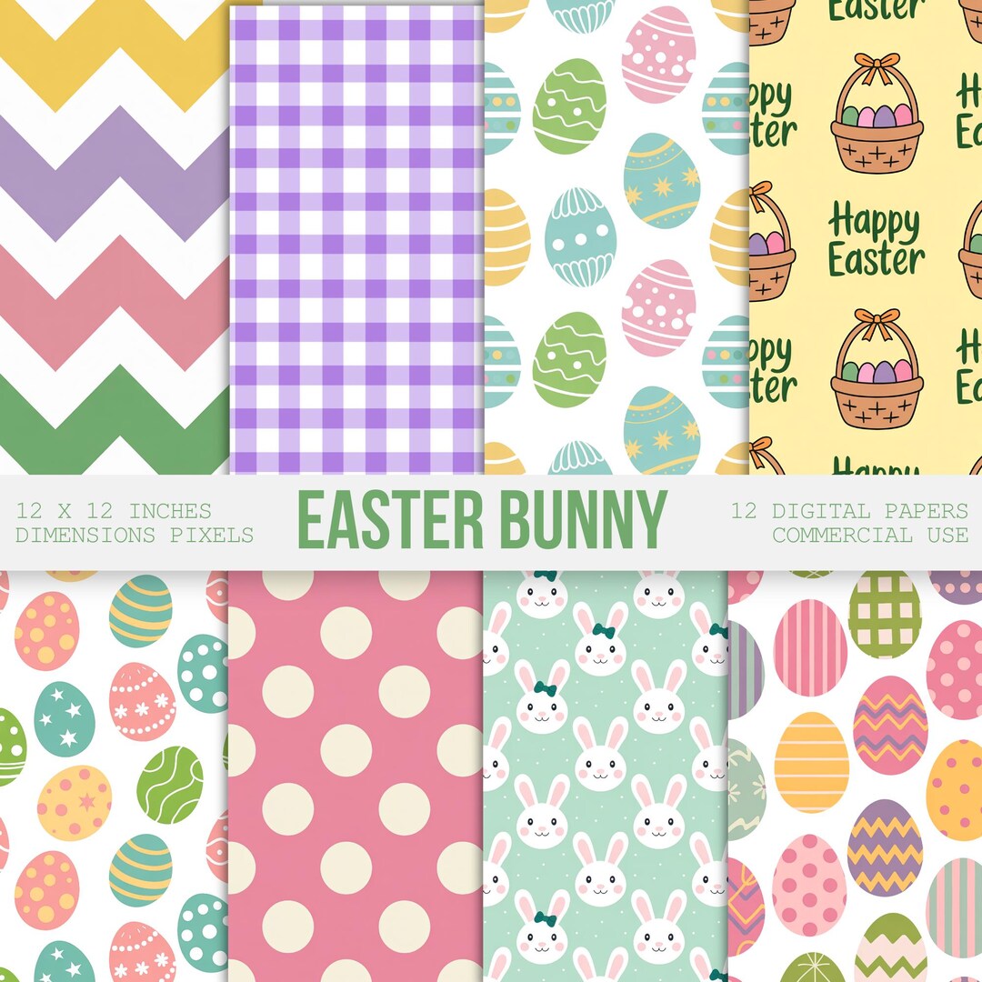Easter Bunnies Digital Papers, Pastel Bunny Patterns, Scrapbooking ...