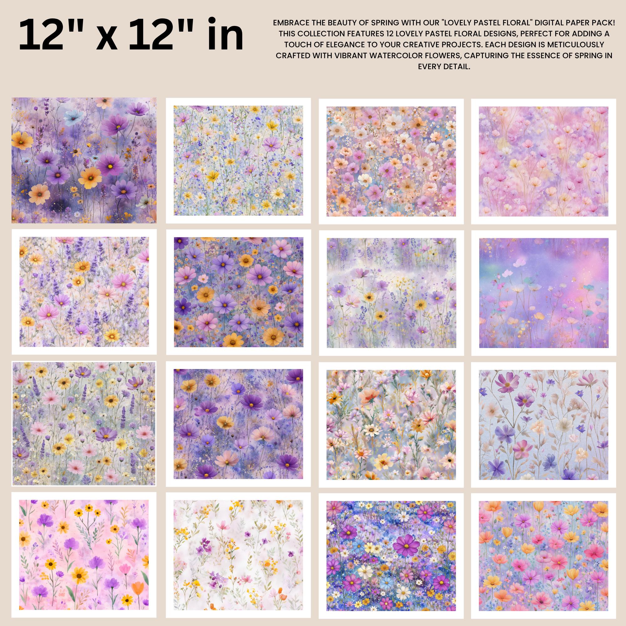 50+ Floral Digital Pattern, Watercolor Floral Digital Papers ...