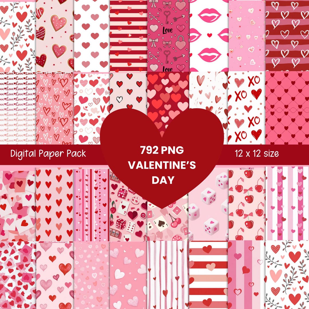 750+ Valentine’s Day Digital Patterns, Valentine Themed Mega Bundle ...