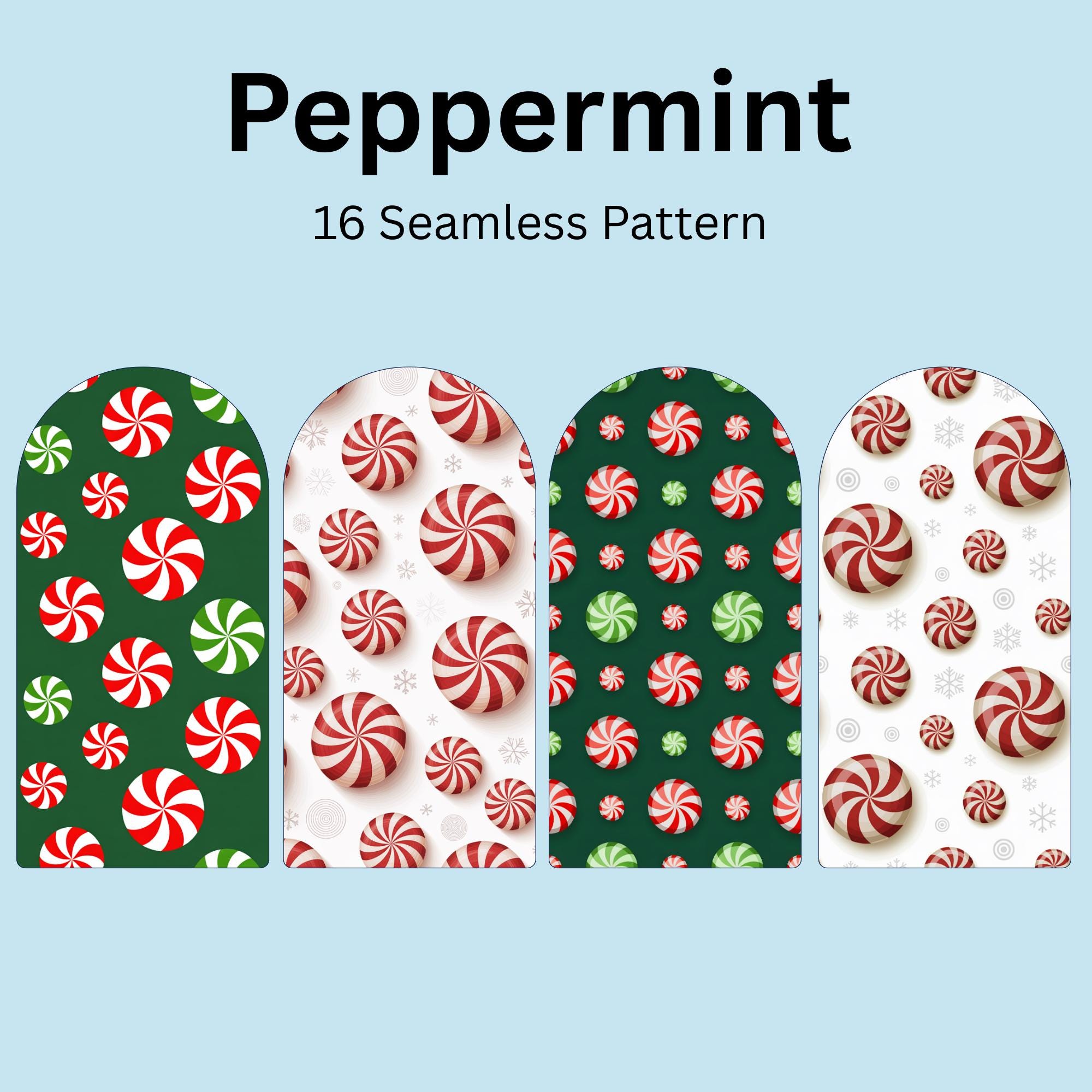 10+ Peppermint Christmas Digital Papers, Seamless Candy Cane & Holly ...