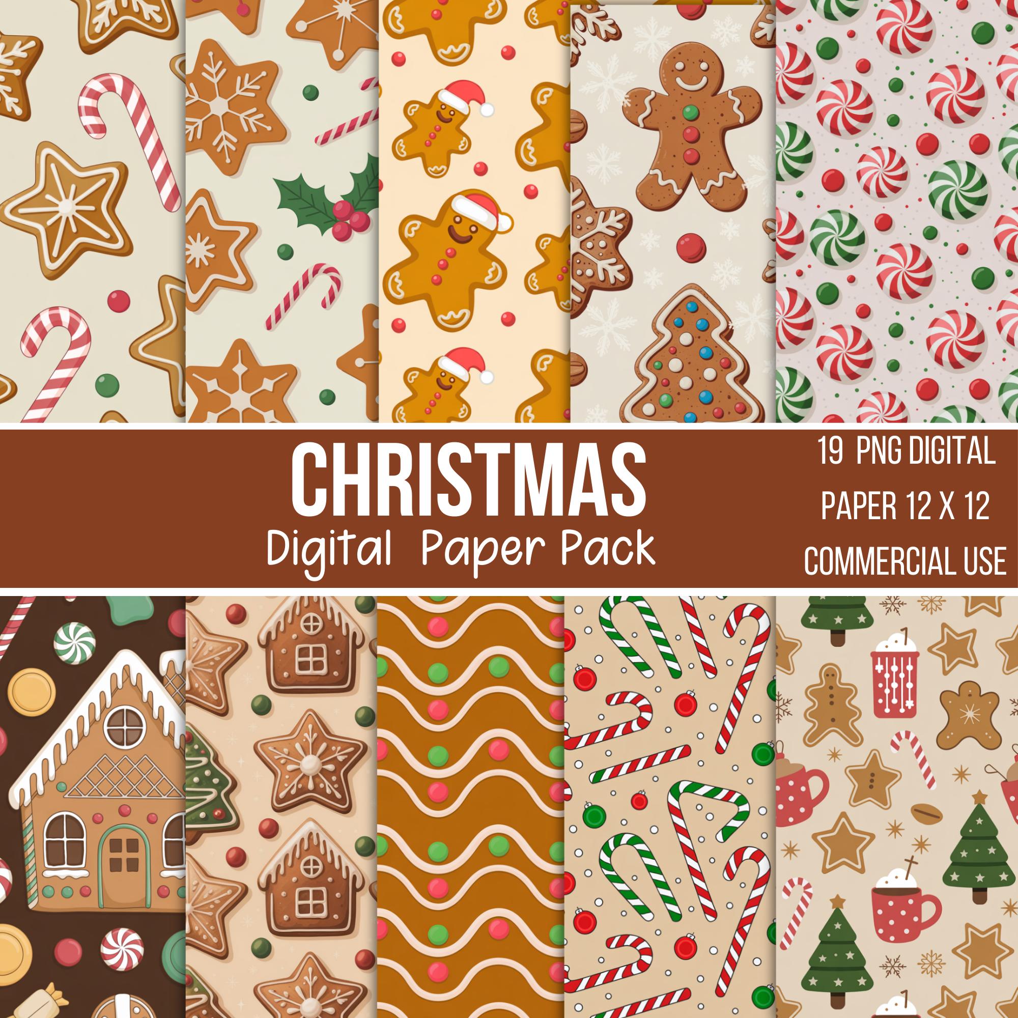 Christmas Digital Paper, Gingerbread, House, Brown, Holiday, Festive ...
