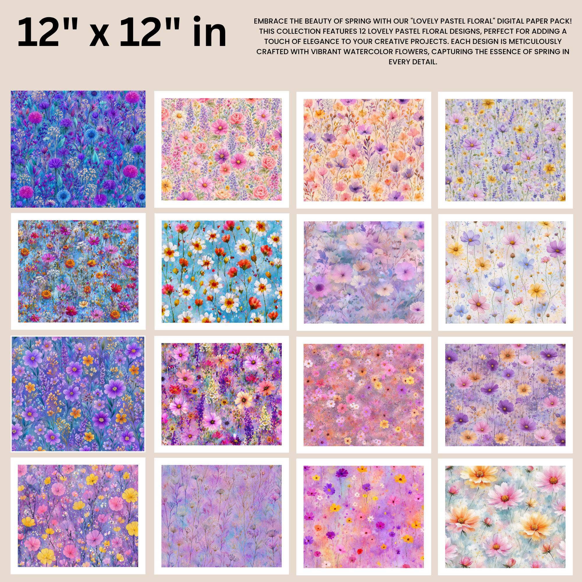 50+ Floral Digital Pattern, Watercolor Floral Digital Papers ...