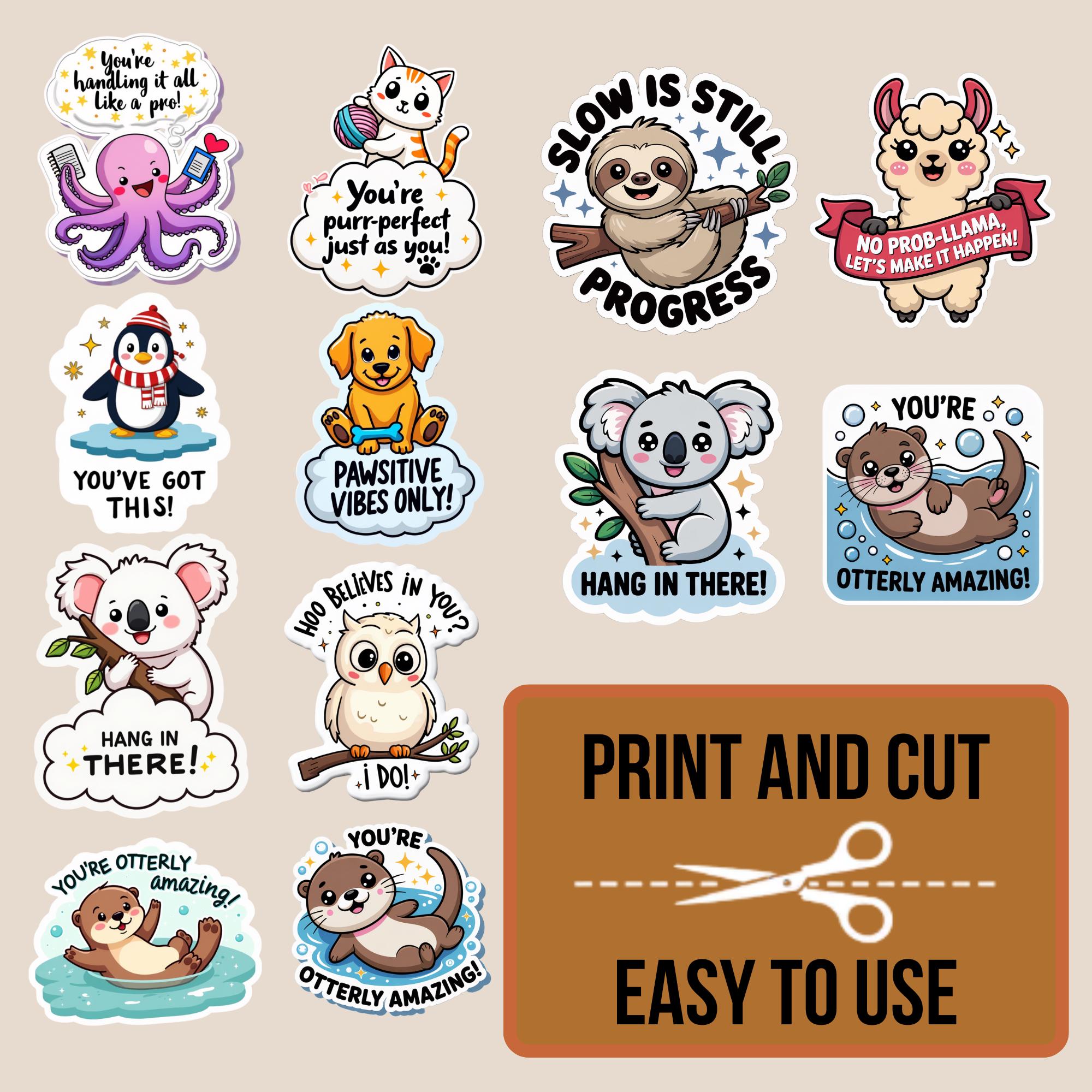 Kawaii Animal Daily Affirmation PNG, Happy Animal Quote Pngs ...