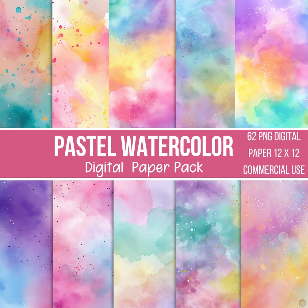Seamless Watercolor Digital Paper, Pastel Watercolor Background ...