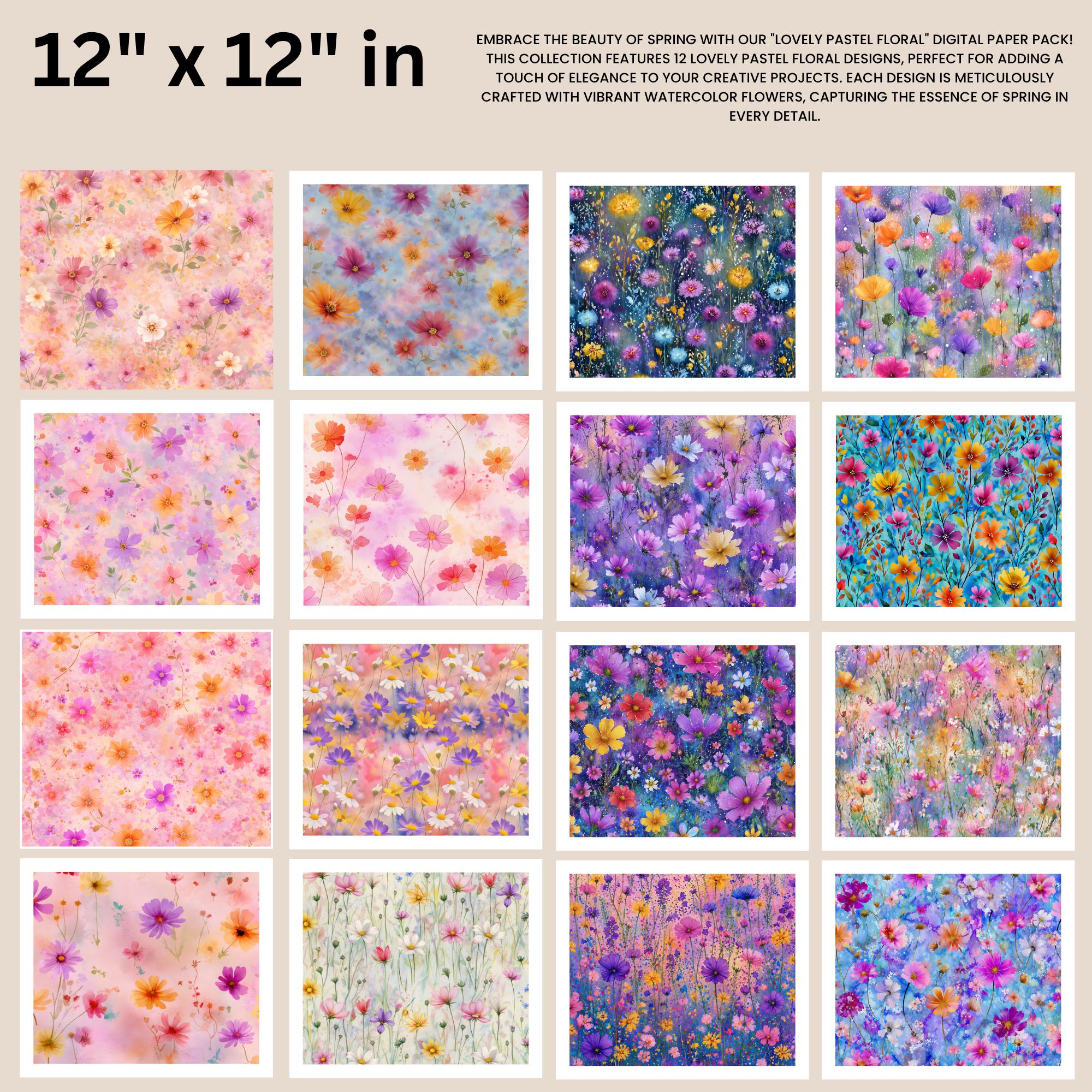 50+ Floral Digital Pattern, Watercolor Floral Digital Papers ...