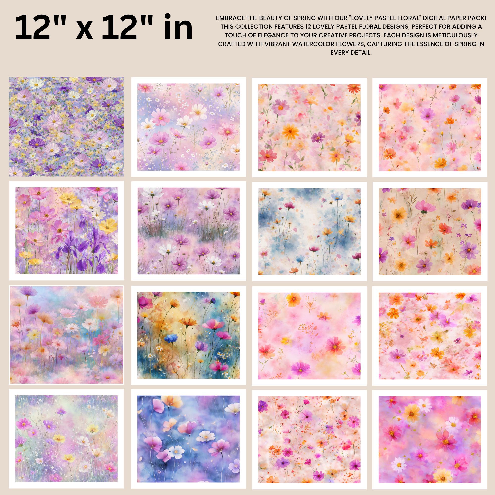 50+ Floral Digital Pattern, Watercolor Floral Digital Papers ...