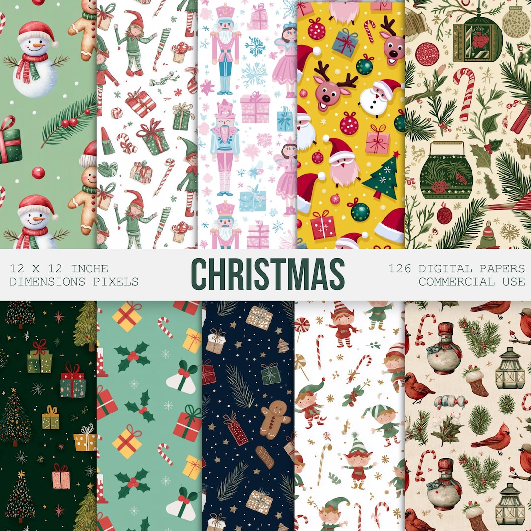 100+ Christmas Digital Paper, Christmas Backgrounds, Printable Pattern ...