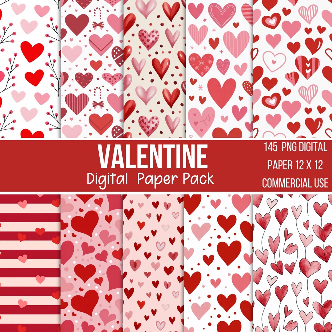 140+ Valentines Themed Digital Papers, Valentine Seamless Pattern ...