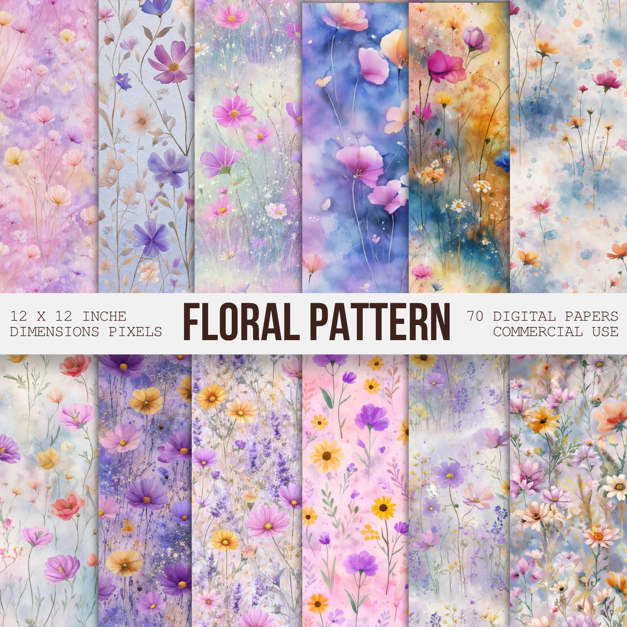 50+ Floral Digital Pattern, Watercolor Floral Digital Papers ...