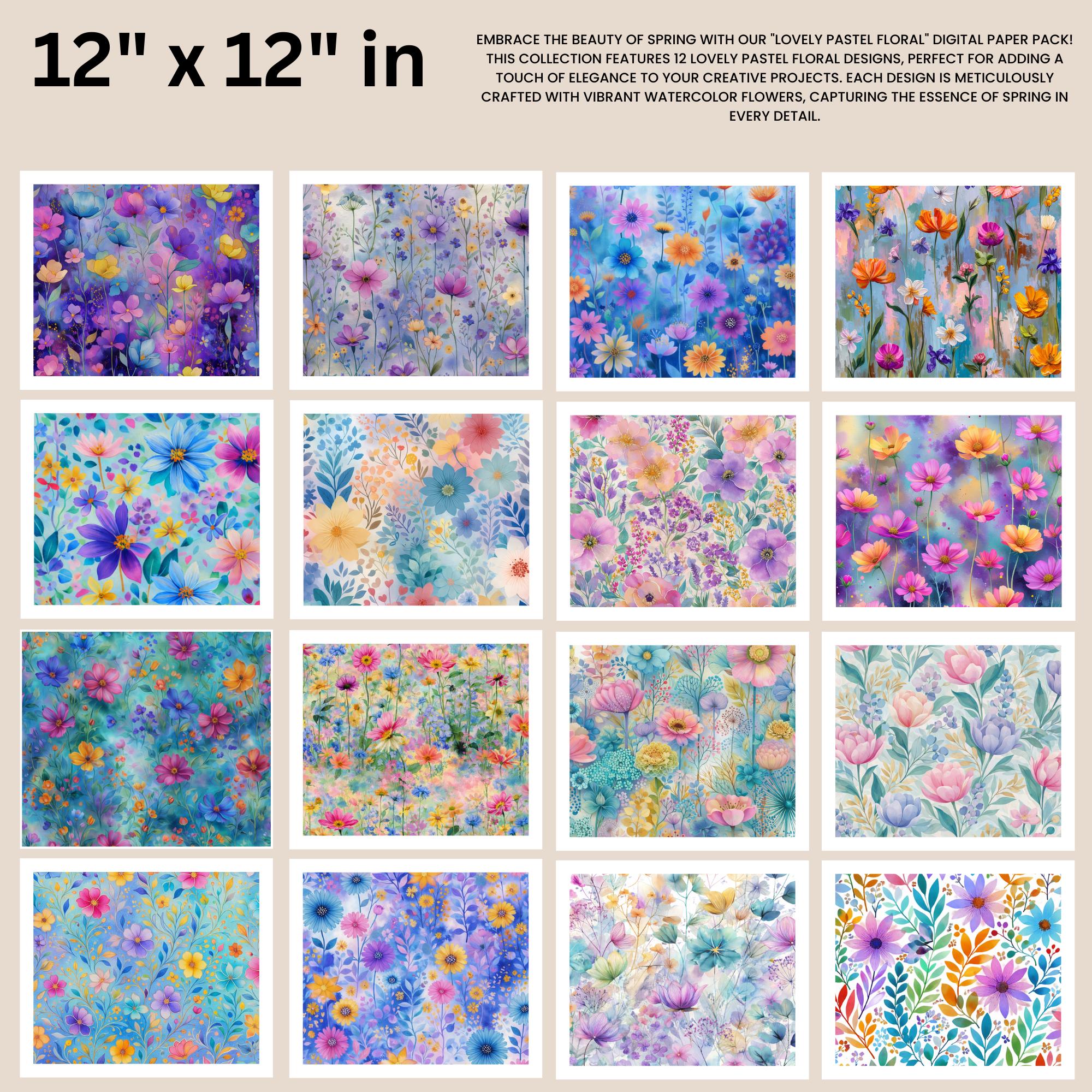 20+ Seamless Floral Digital Pattern, Watercolor Vibrant Rich Garden ...